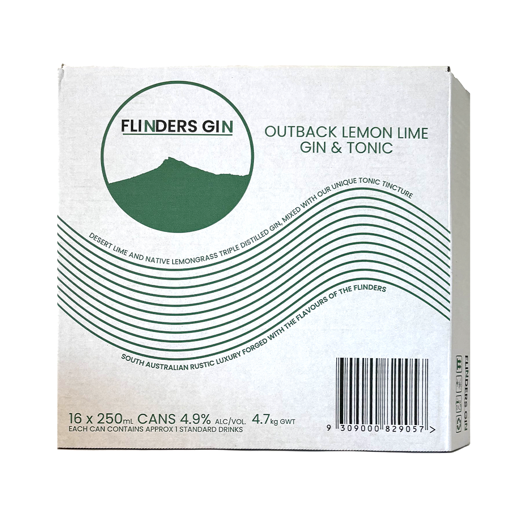 16 x 250mL Outback Lemon Lime G&T carton | Flinders Gin